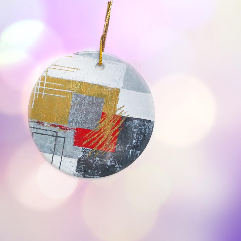 Christmas Colors: 2-sided Ceramic Ornaments in Red, Gold, White & Black ...