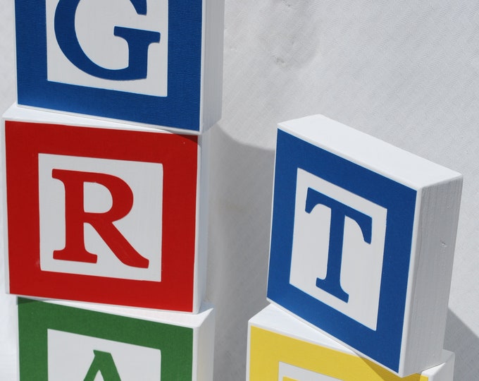 Wooden Name Block Letters . Large Wood Alphabet Blocks . - Etsy