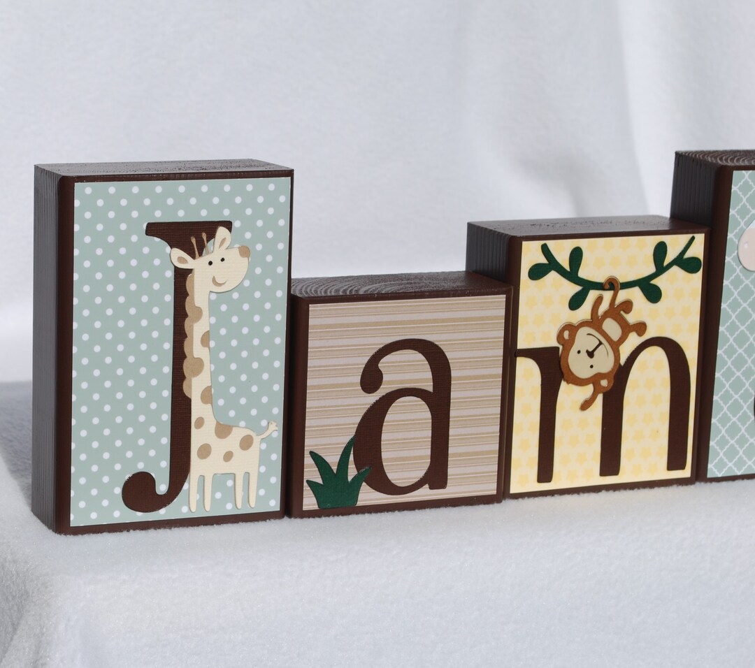 Custom Name Block Letters for Baby Nursery With Jungle Animals in ...