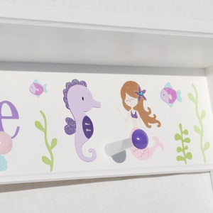 Girls Wall Shelf With Pink and Purple Mermaids Seahorse and Fish ...