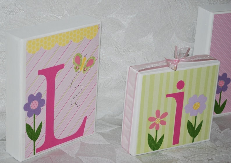 Large Personalized Baby Name Block Letters . Lily . Flowers - Etsy