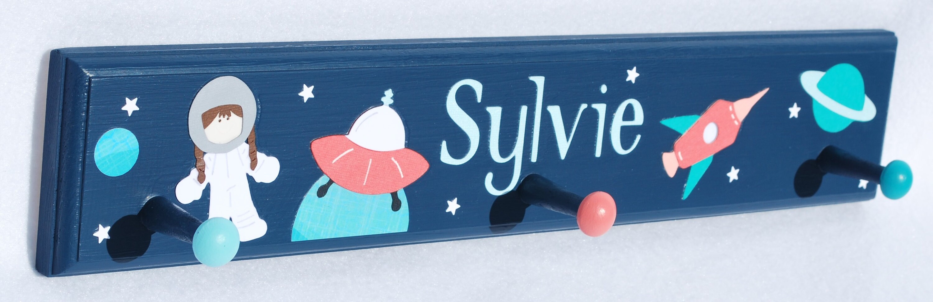 Personalized Outer Space Coat Rack: Astronaut, Rocket, Galaxy Decor - Etsy