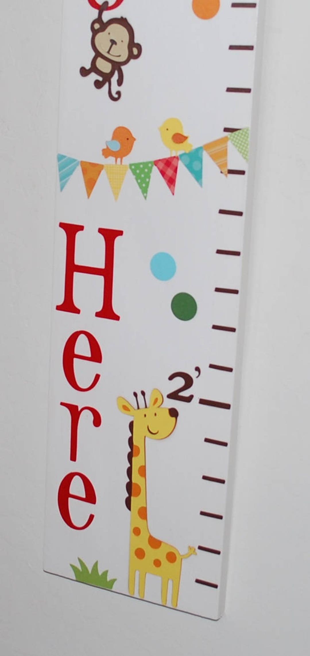 Love Grows Here Wood Growth Chart . Jungle Nursery Decor . Colorful ...