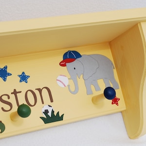 Team Safari Shelf With Pegs . Wood Bookshelf . Jungle Safari Animals ...