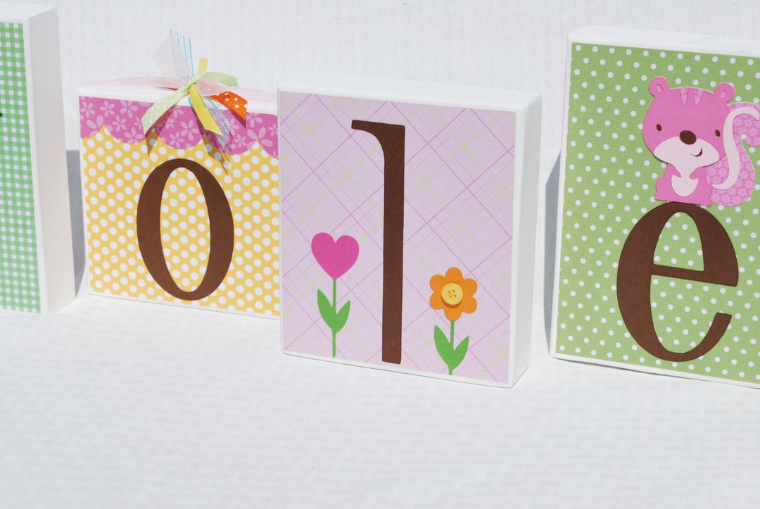 Chloe Personalized Blocks. Happi Tree . Pink Green Yellow Baby Girls ...