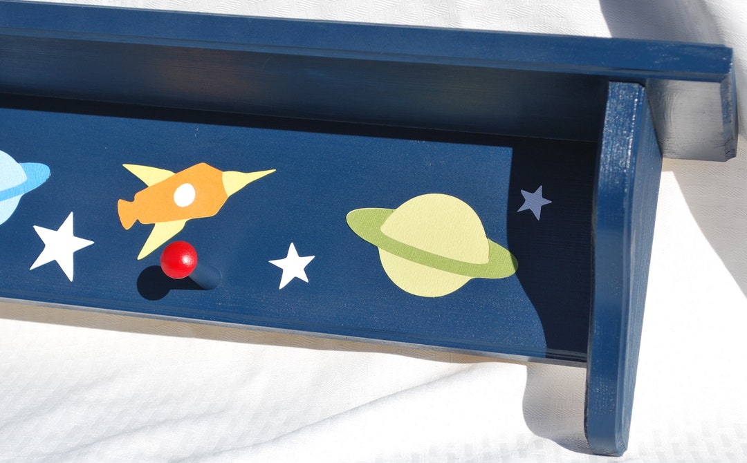 Children's Personalized Shelf With Pegs . Outer Space Theme . Ricky ...