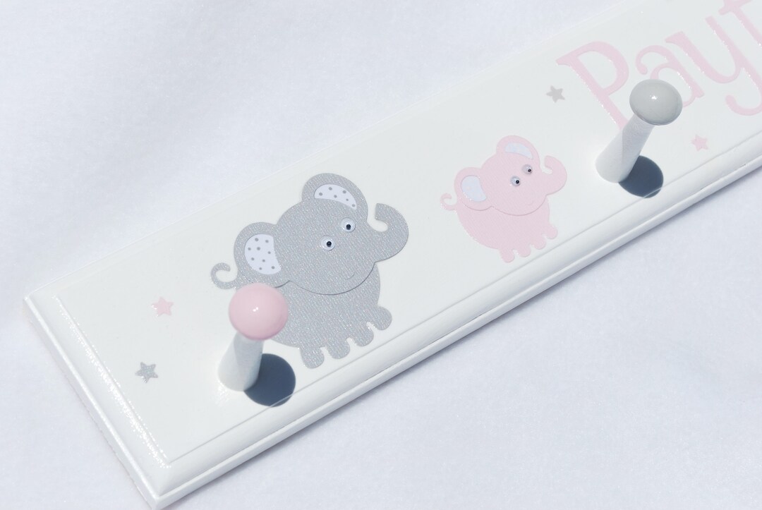 Elephant Nursery Decor: Personalized Wooden Peg Rack, Kids Wall Hooks ...