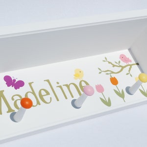 Girls Book Shelf With Pegs . Hat Rack . Wall Hooks . Personalized Coat ...