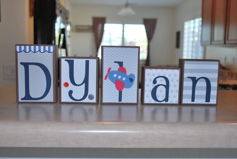 Airplane Nursery Decor: Custom Wood Name Sign, Travel Theme - Etsy