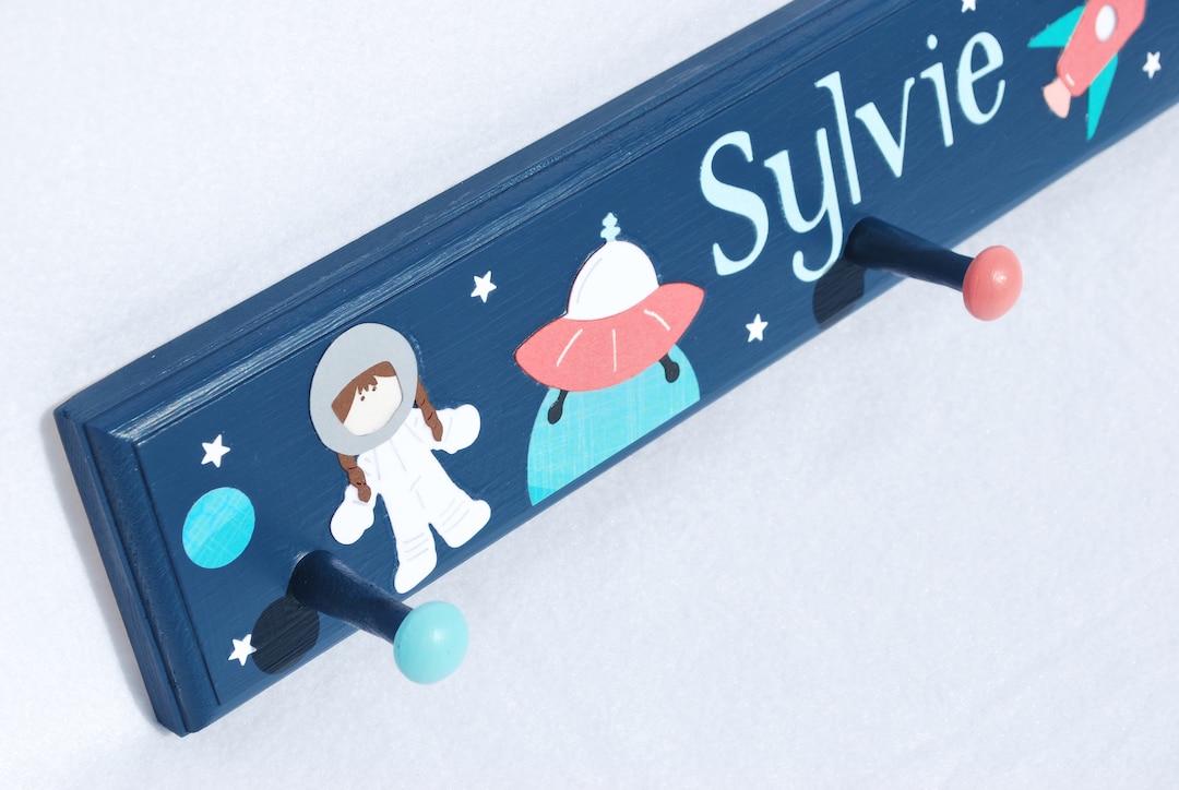 Personalized Outer Space Coat Rack: Astronaut, Rocket, Galaxy Decor - Etsy