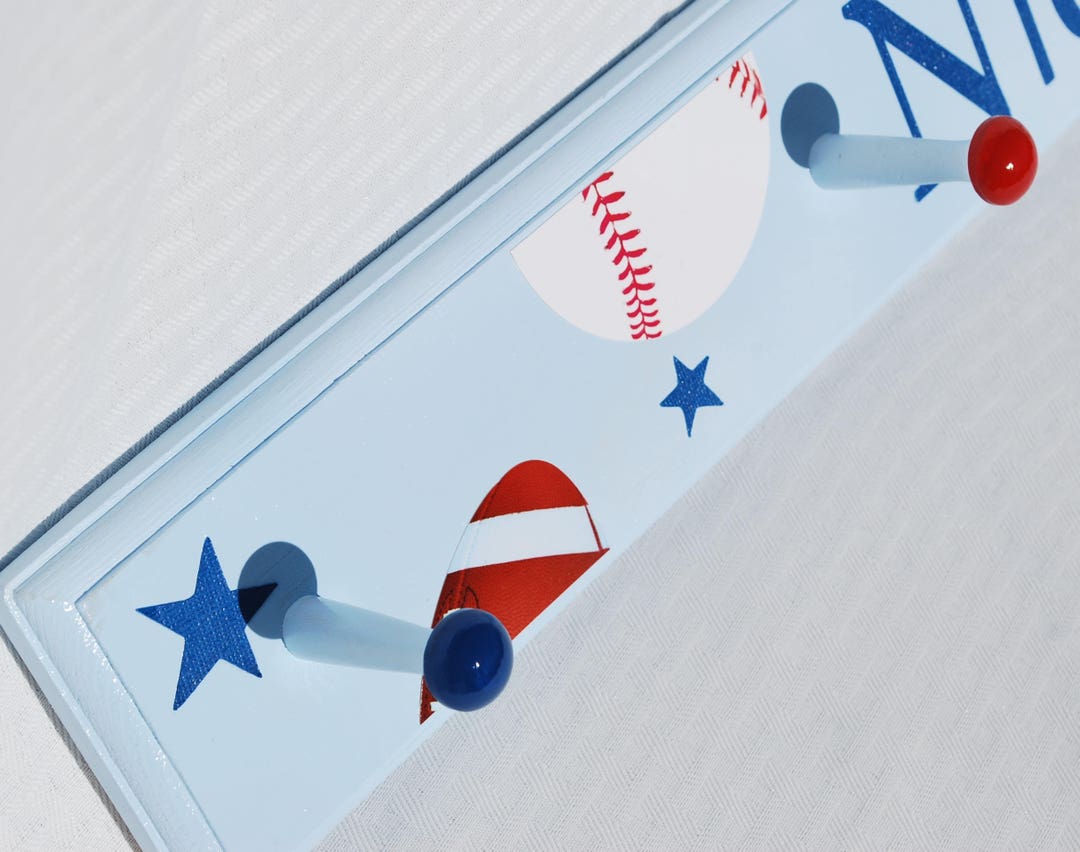 Personalized Sports Coat Rack SPORTS Coat Rack for Boys Room or Play ...