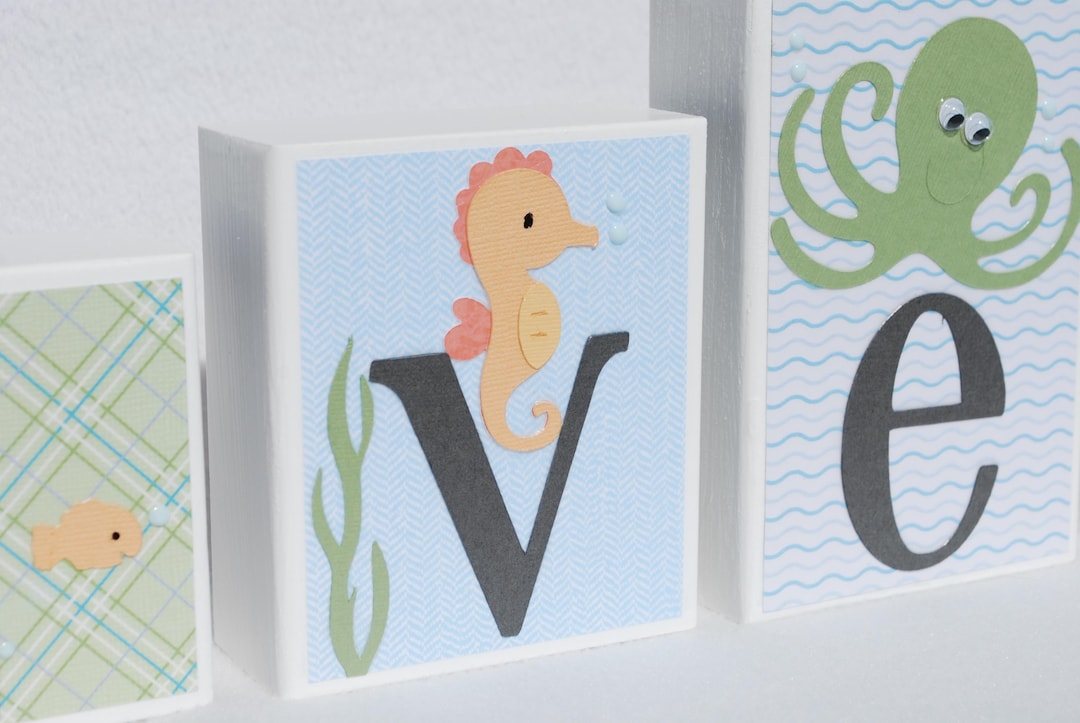 Baby Name Block Letters Designed to Coordinate With Baby Shower or ...