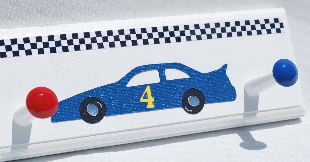 Personalized Race Car Peg Rail: Kids Room Decor, Racing Fan Gift - Etsy
