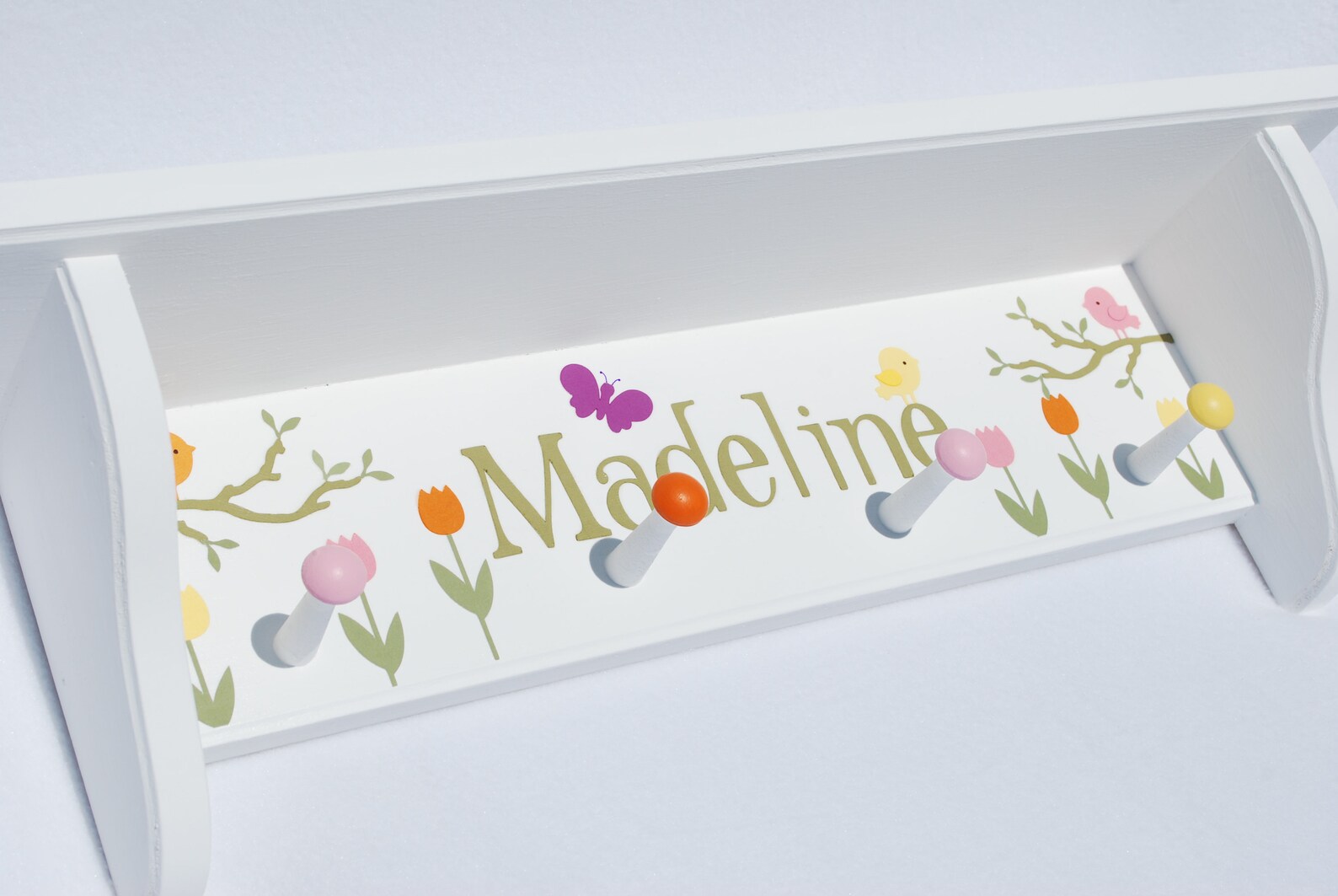 Girls Book Shelf With Pegs . Hat Rack . Wall Hooks . - Etsy