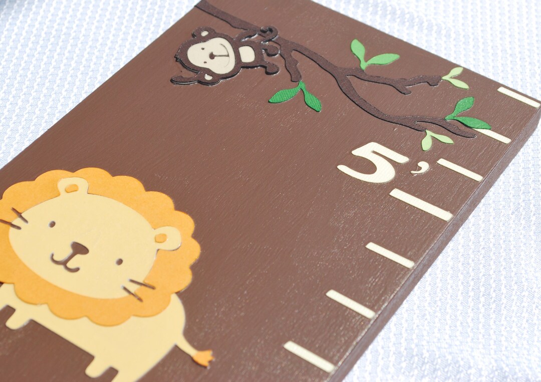 Wooden Growth Chart Height Ruler Measurement Stick With Jungle Theme ...
