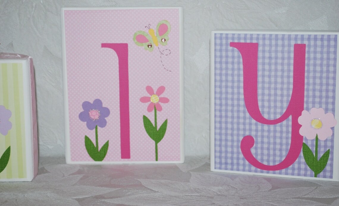 Large Personalized Baby Name Block Letters . Lily . Flowers - Etsy