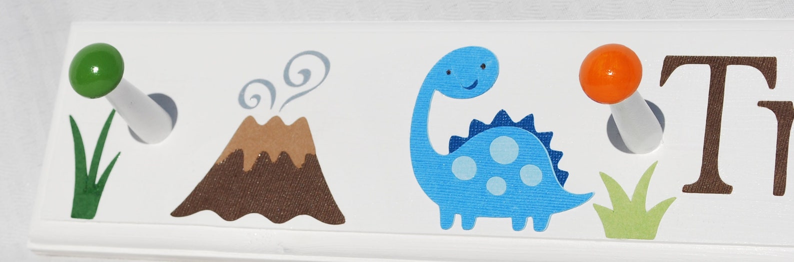 Dinosaur Coat Rack in Blue Orange and Green. Dino Bathroom | Etsy
