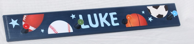 Sports Theme Coat Rack for Boys Room on Navy Blue With | Etsy