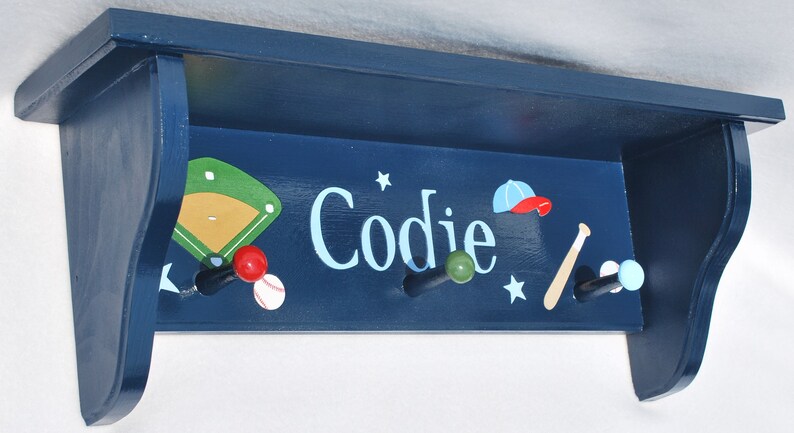 Navy Blue Wood Shelf . Baseball Theme . Boys Baseball Room . | Etsy
