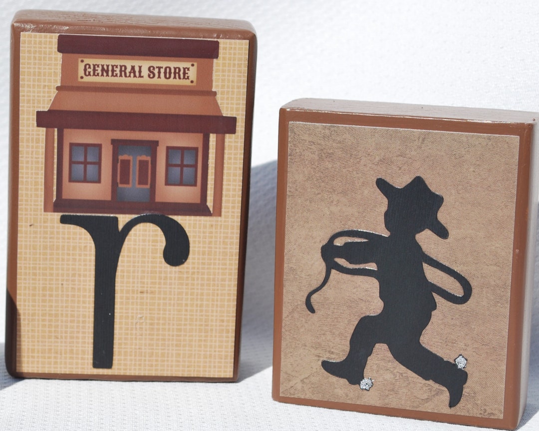 Cowboy Name Blocks: Western Birthday Decor, Boys Room Decor - Etsy