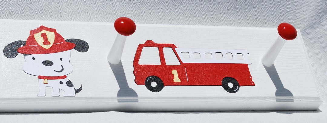 Fireman Nursery Art, Firefighter Kids Room Decor, Firetruck, Dalmatian ...