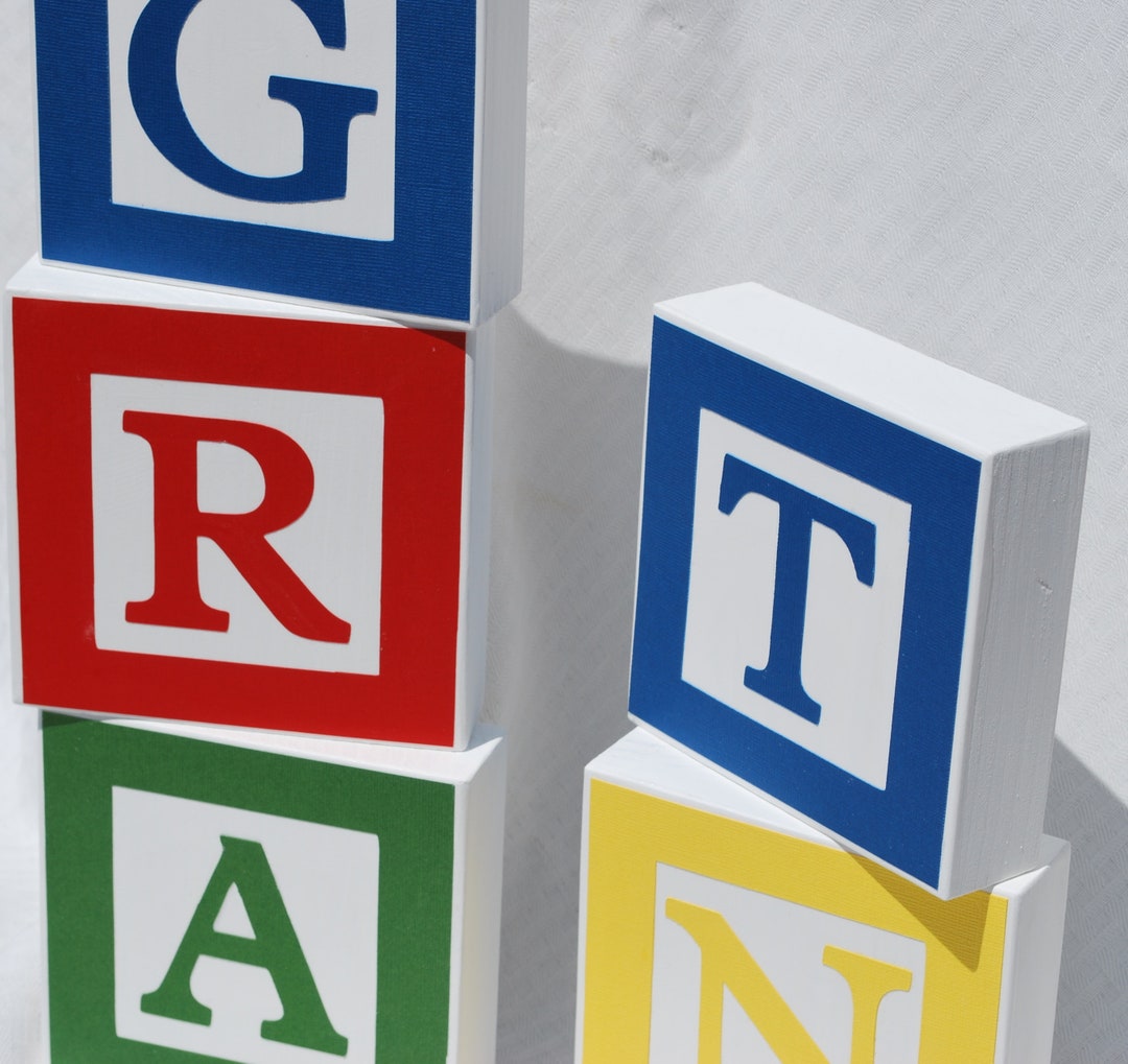 Wooden Name Block Letters . Large Wood Alphabet Blocks . 5" X 5" X 1.25 ...