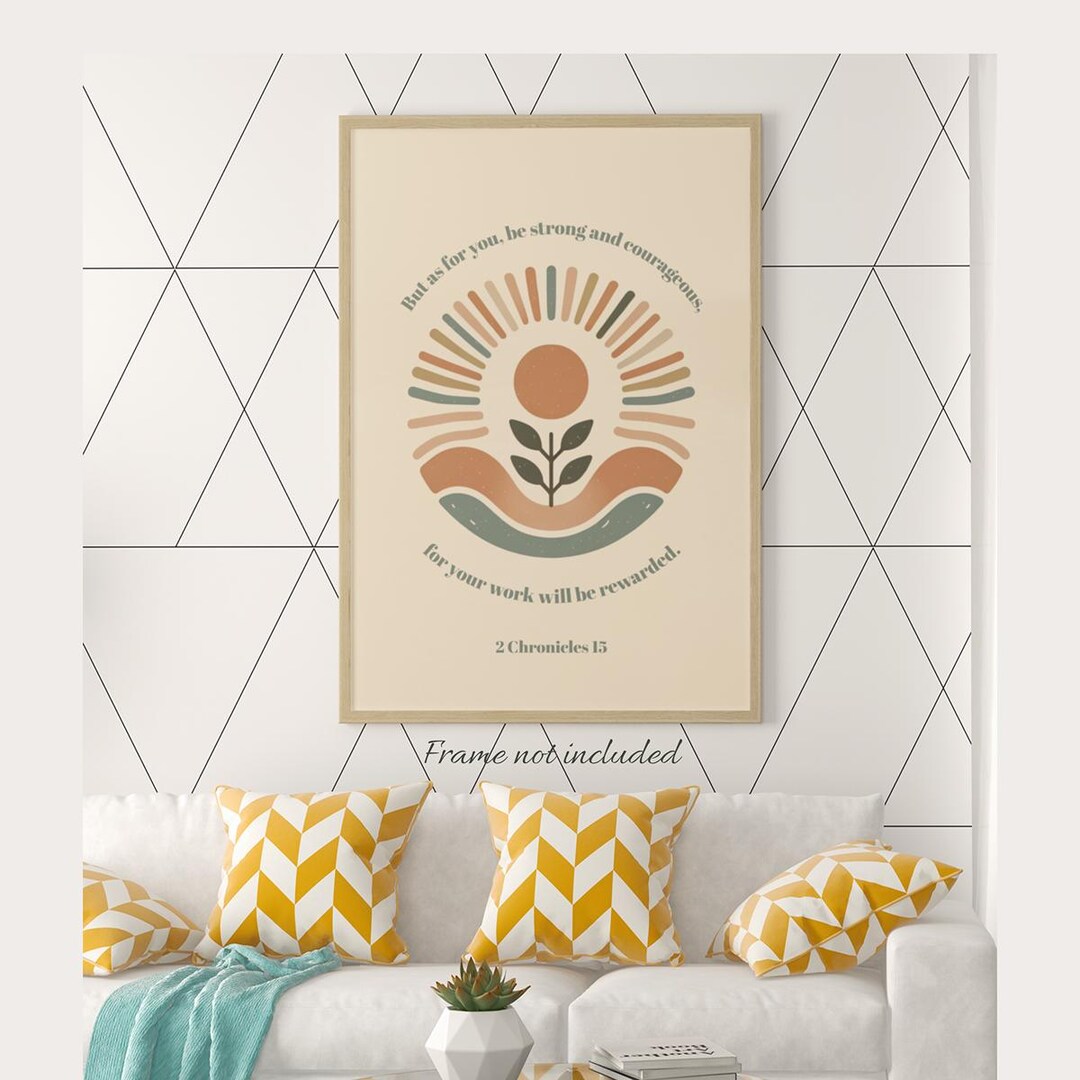Christian Boho Canvas Wall Art Bible Verse Home Decor Abstract Art Sun ...