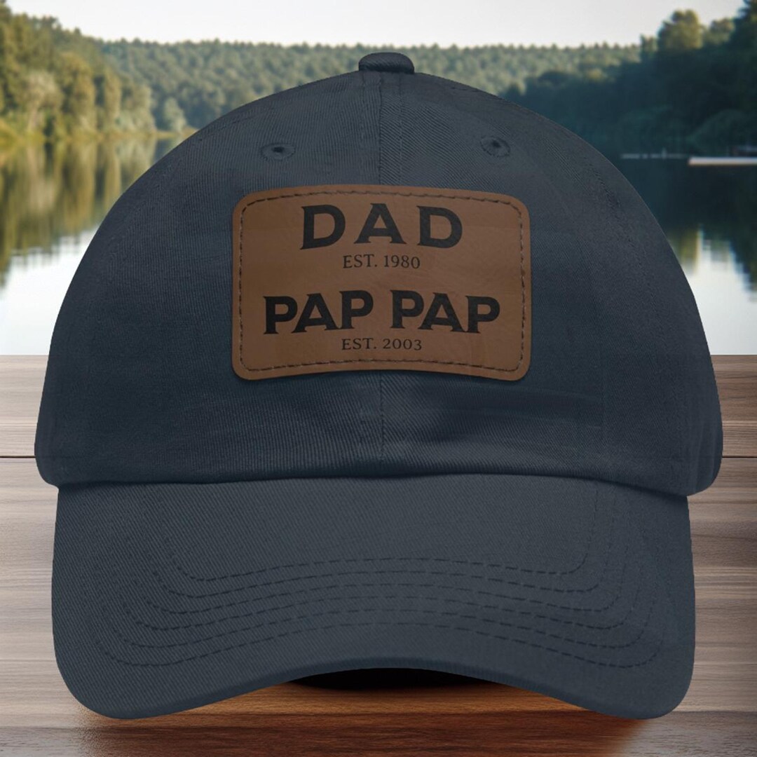Personalized Leather Patch Hat for Dad Cap for Grandfather Custom Hat ...