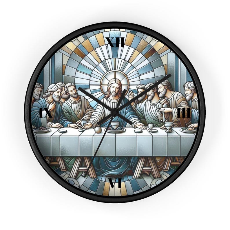 Christian Stained Glass Last Supper Wall Clock Home Decor Wall Art ...