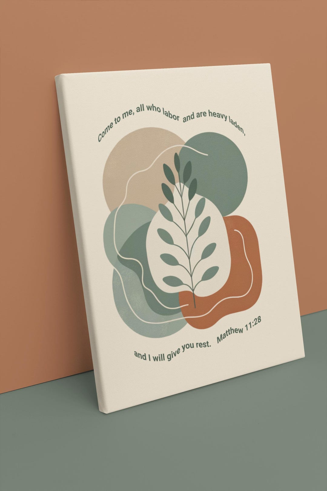 Christian Boho Wall Art, Sage Green and Earth Tones Canvas Art ...