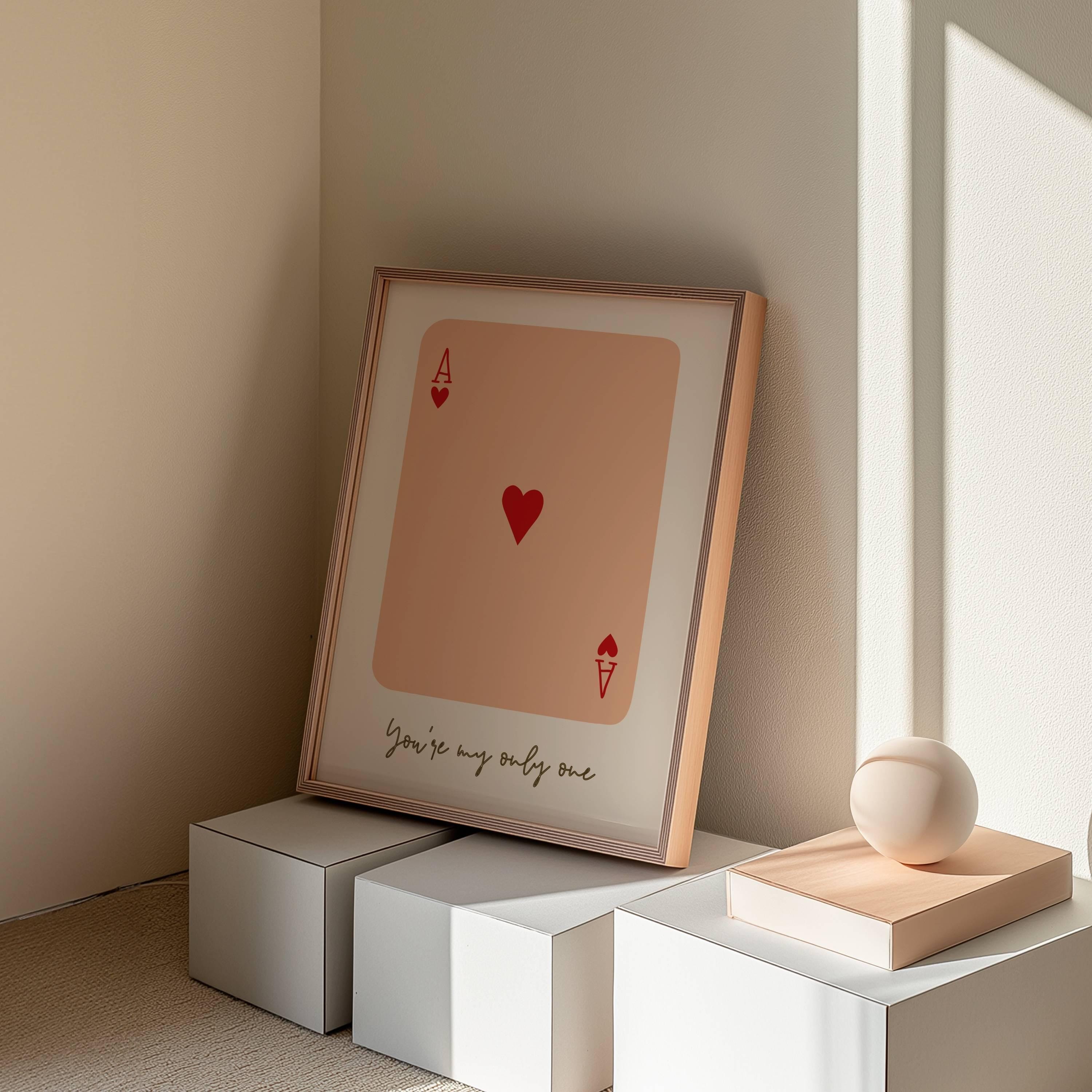 Ace of Hearts Print Red Playing Card, Digital Playing Card Art, Love ...