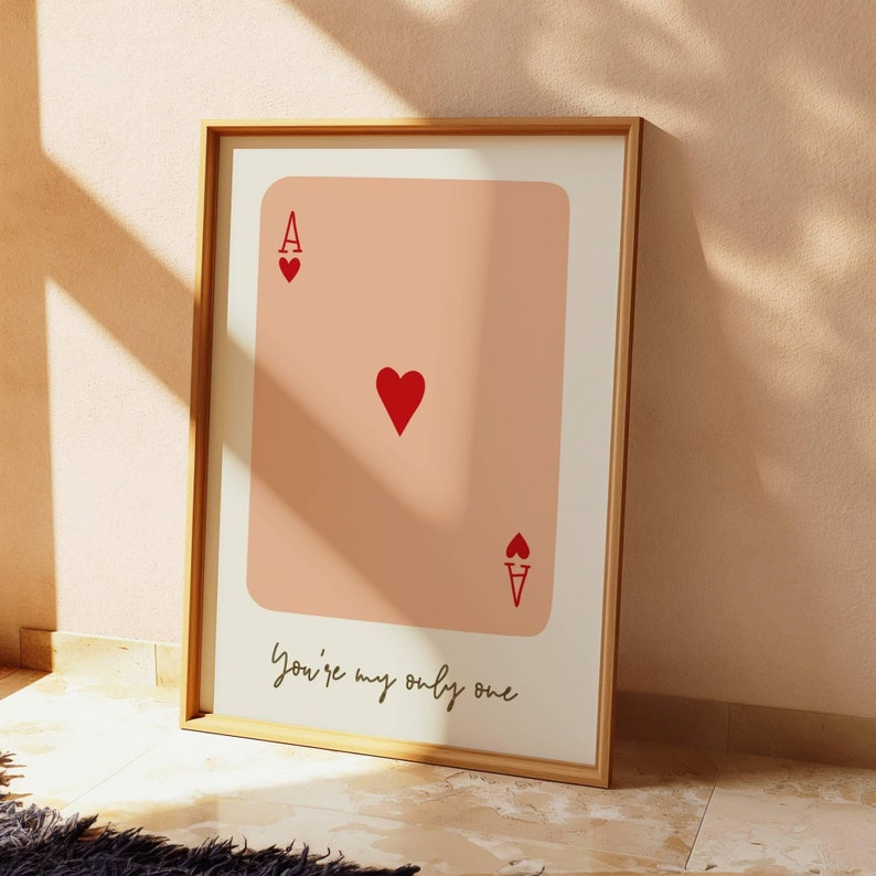 Ace of Hearts Print Red Playing Card, Digital Playing Card Art, Love ...