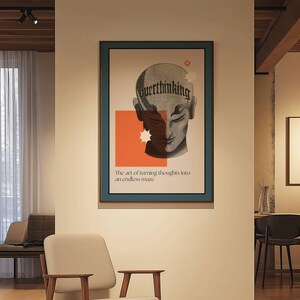 Overthinking Poster Illustration Man Digital Print, Geometric Shapes ...