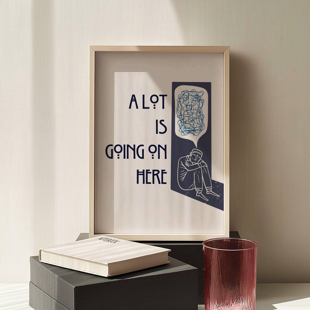 Overthinker Man Illustration Printable Art, Mental Health Psychology ...