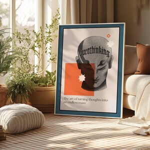 Overthinking Poster Illustration Man Digital Print, Geometric Shapes ...