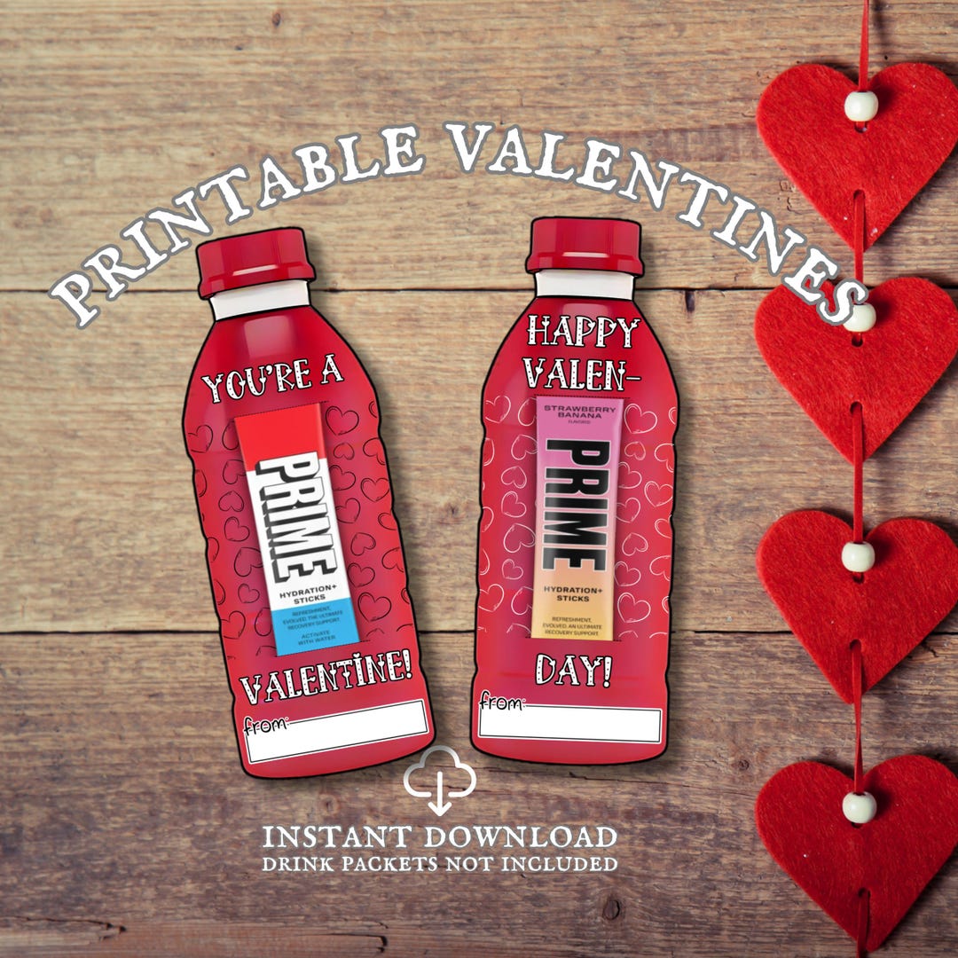 Printable You're A Prime Valentine Card, Kids Classroom Valentine ...