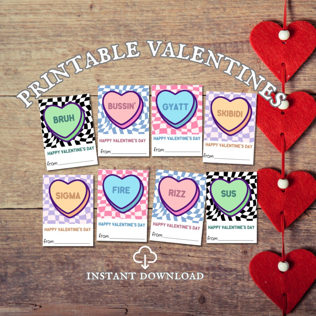 Printable Funny Teen Slang Valentine, Alpha Gen Z Valentines ...