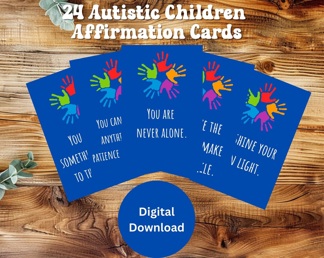 Autistic Children Affirmation Cards, Autism Awareness, Positive ...