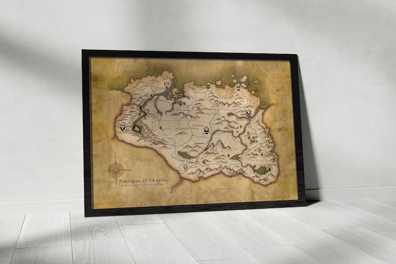 Map of Tamriel Canvas, the Elder Scrolls Map,game Poster, Game Art Map ...