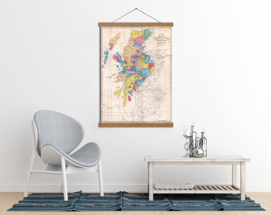 1822 Clans of Scotland Map Print, Map of Scotland and Scottish Highland ...