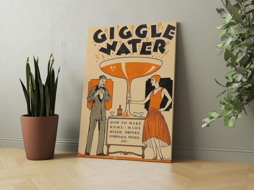 Retro Giggle Water Print, Vintage Wall Art, Bar Cart Decor, Martini ...