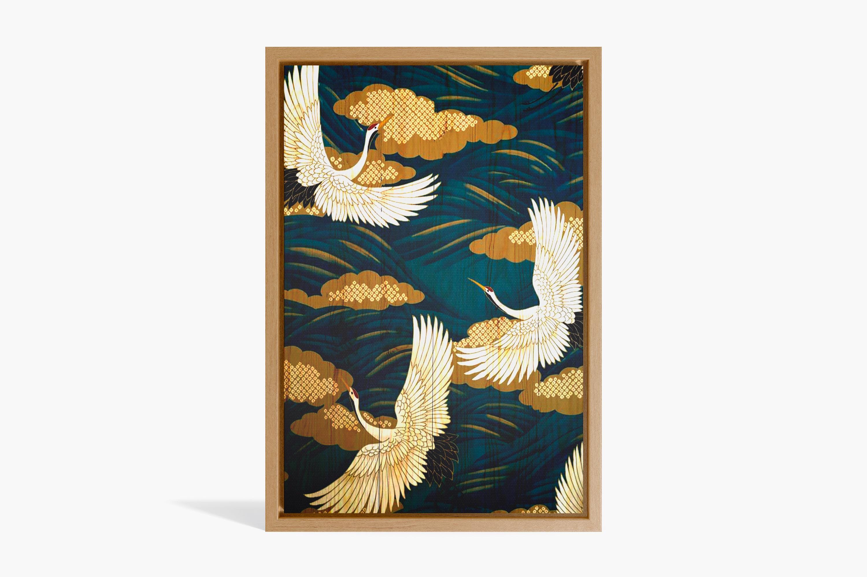 Vintage Japanese Crane Bird Illustration Poster, Art Canvas Print, Home ...