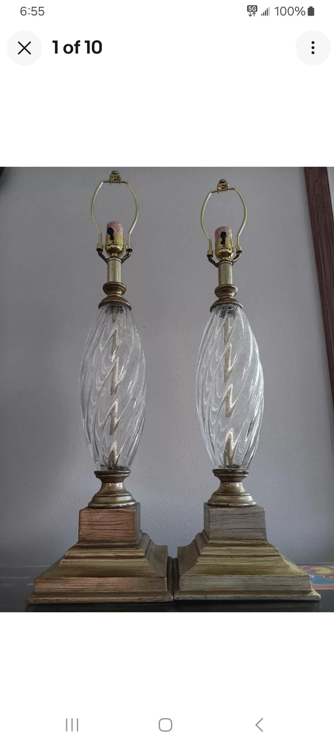 Vintage Pair of Berman Crackle Glass Swirl Table Lamps. 29" Tall. - Etsy