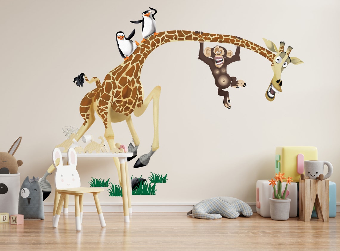 Giraffe & Monkey Wall Decals: Removable Nursery Decor (80x60) - Etsy