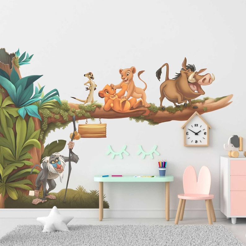 Lion King Wall Decal Nursery Decor Simba Wall Sticker for Kids Animals ...