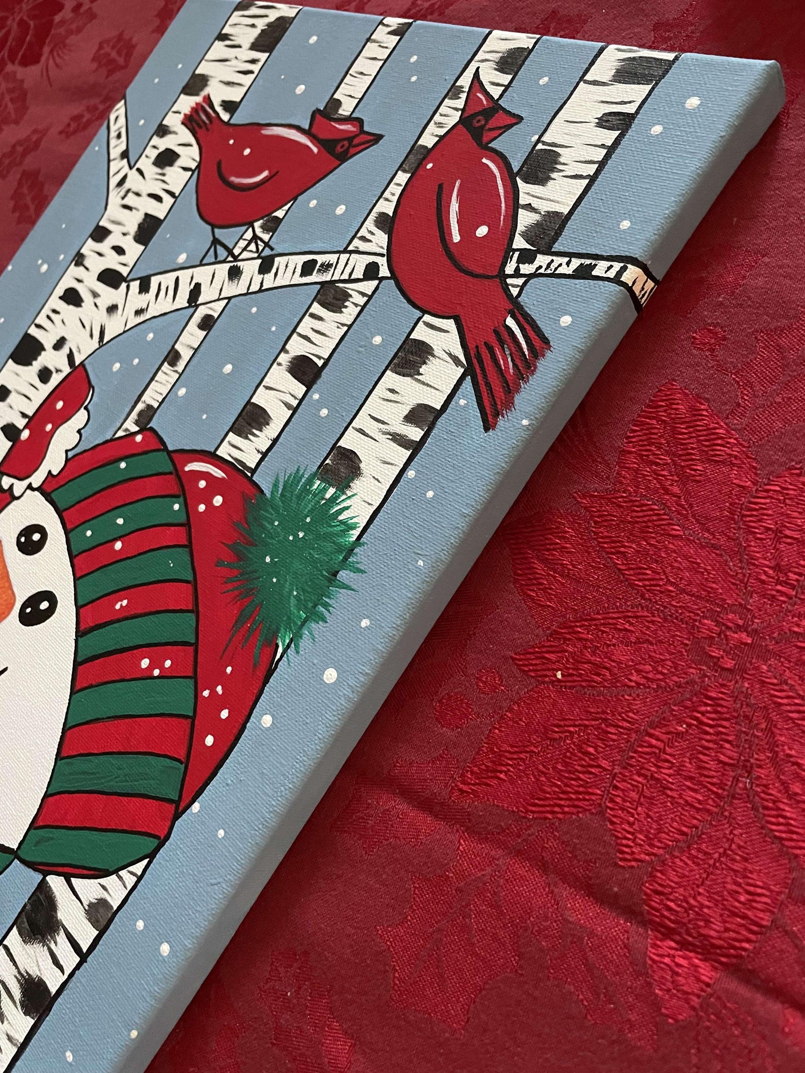 Snowman and Cardinals - Etsy