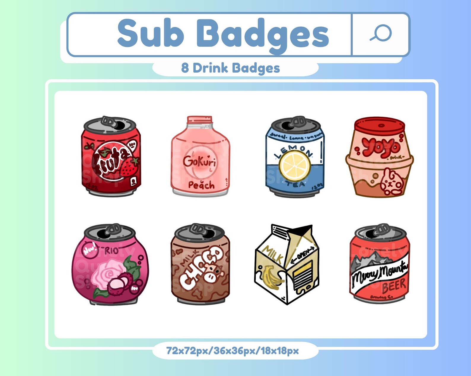 Kawaii Drink Sub Badges for Twitch | Japanese, Cute Aesthetic - Etsy