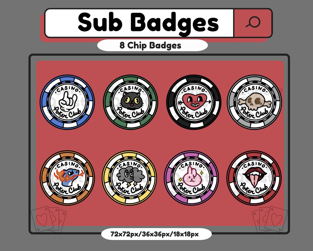 Cute Casino Chip Twitch Sub Badges | 8 PNG Badges (digital Download) - Etsy