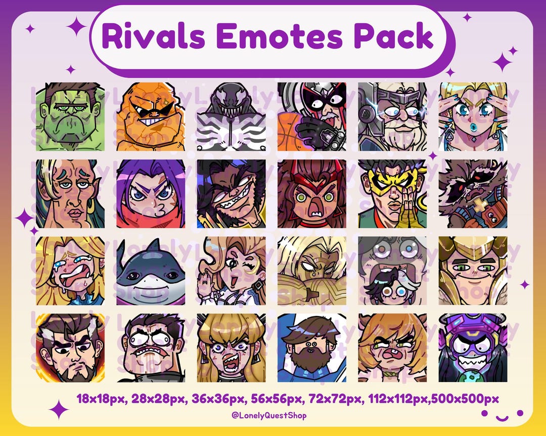 Marvel Rivals Emotes Pack | Twitch, Discord, Youtube (instant Download ...