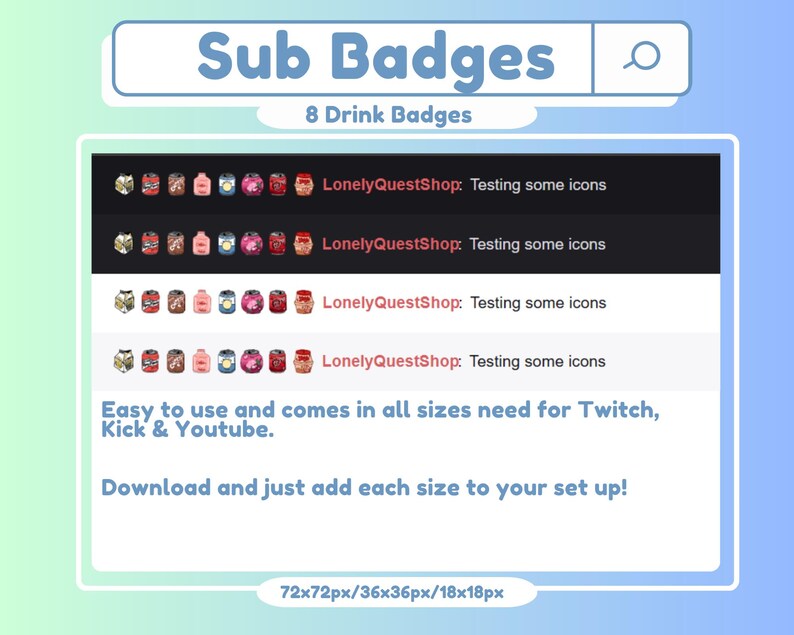 Kawaii Drink Sub Badges for Twitch | Japanese, Cute Aesthetic - Etsy
